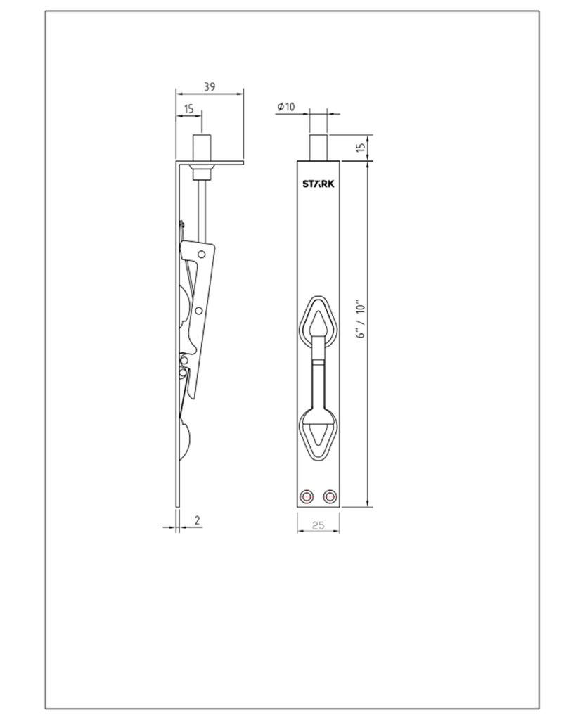 Picaporte embutido de palanca de 25x6". (Acero inoxidable 304) | Stärk ...